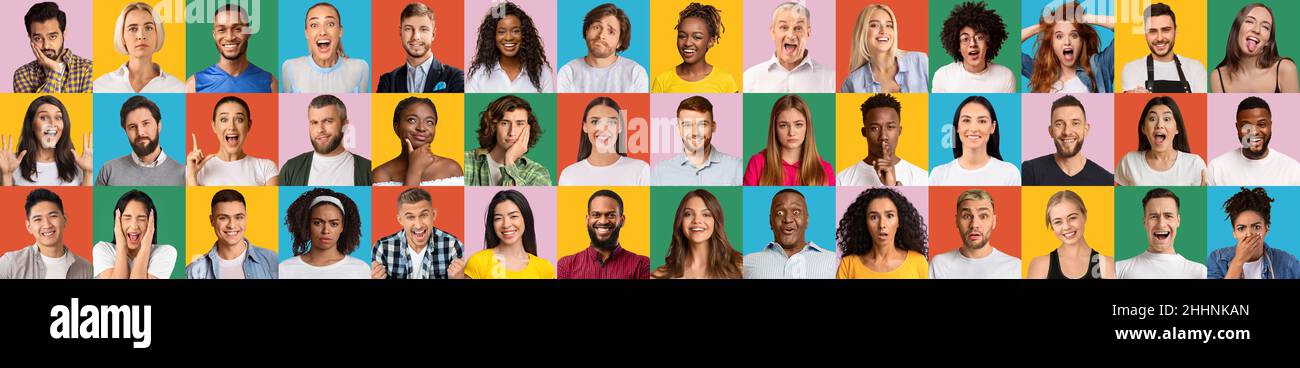 International human society. Collage with diverse people of different ...