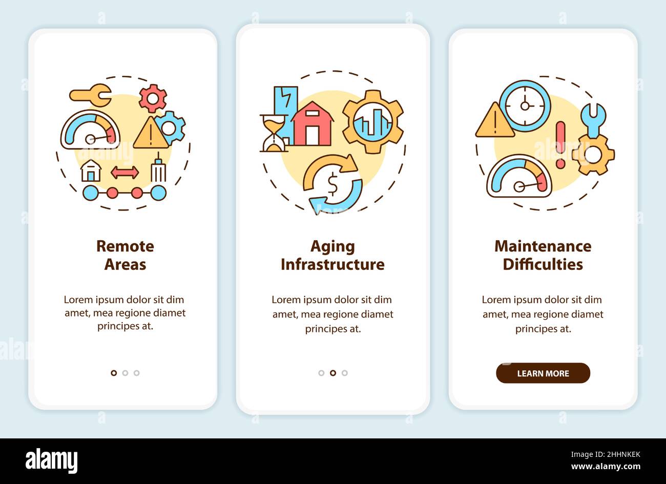 Rural Electrification Obstacles Onboarding Mobile App Screen Stock Vector Image And Art Alamy