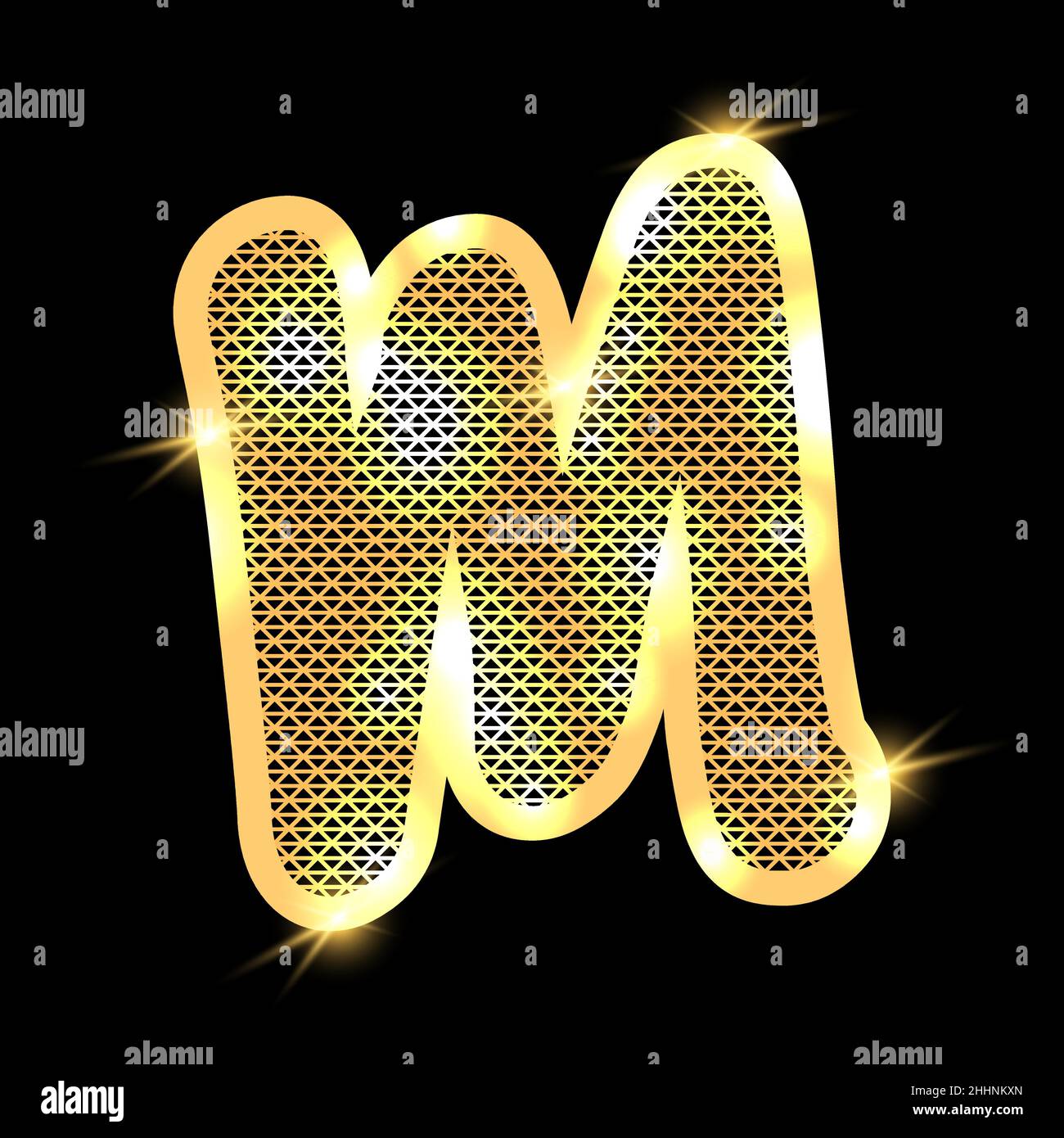 Golden alphabet with highlights on a dark background. Letter M Stock ...