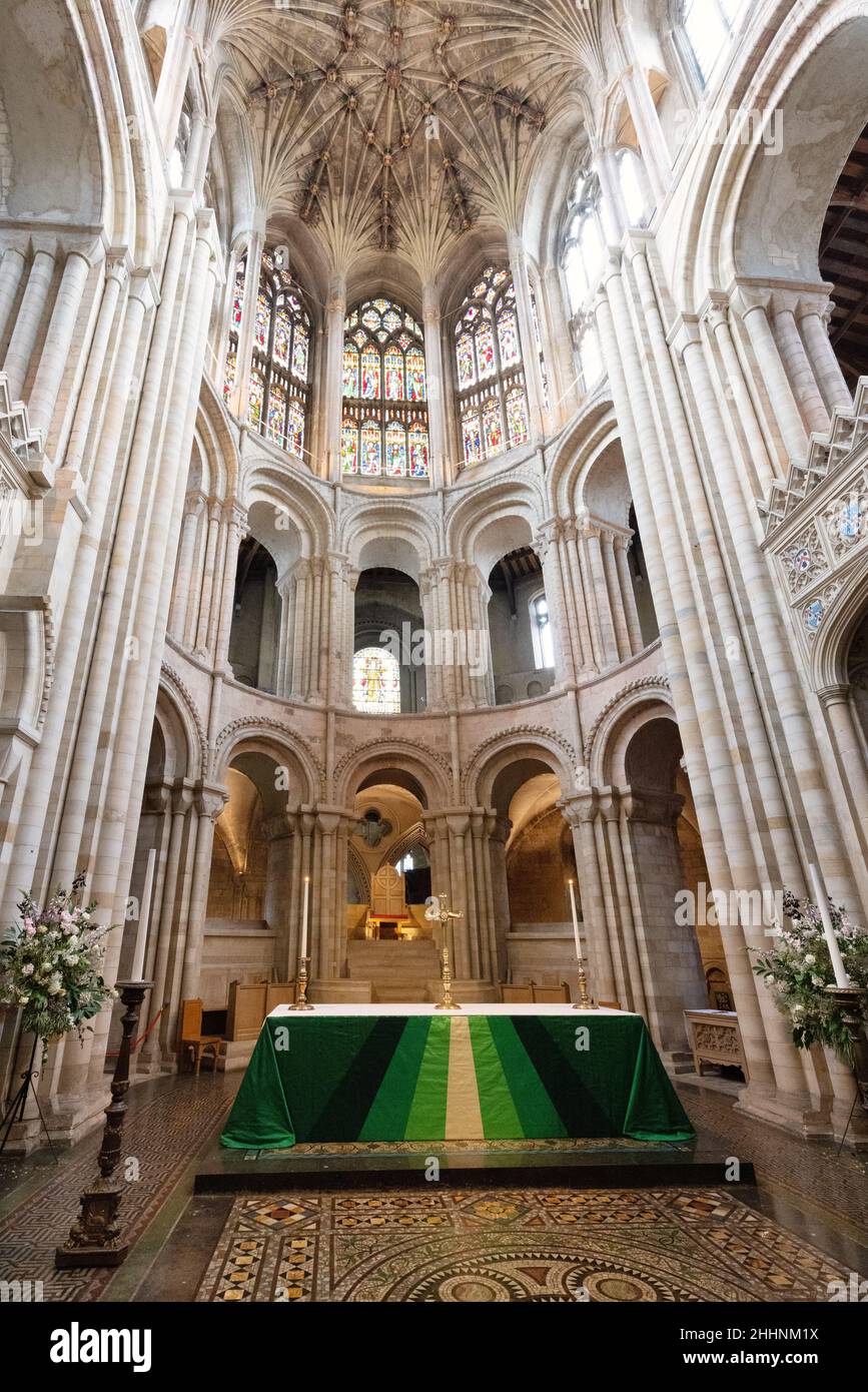 Norwich Cathedral interior, the nave and altar of the 11th century ...