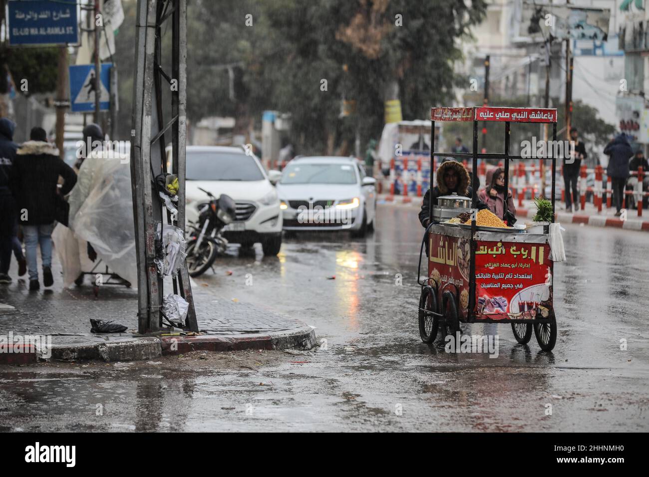 January 23, 2022, Gaza City, The Gaza Strip, Palestine: Heavy rain ...