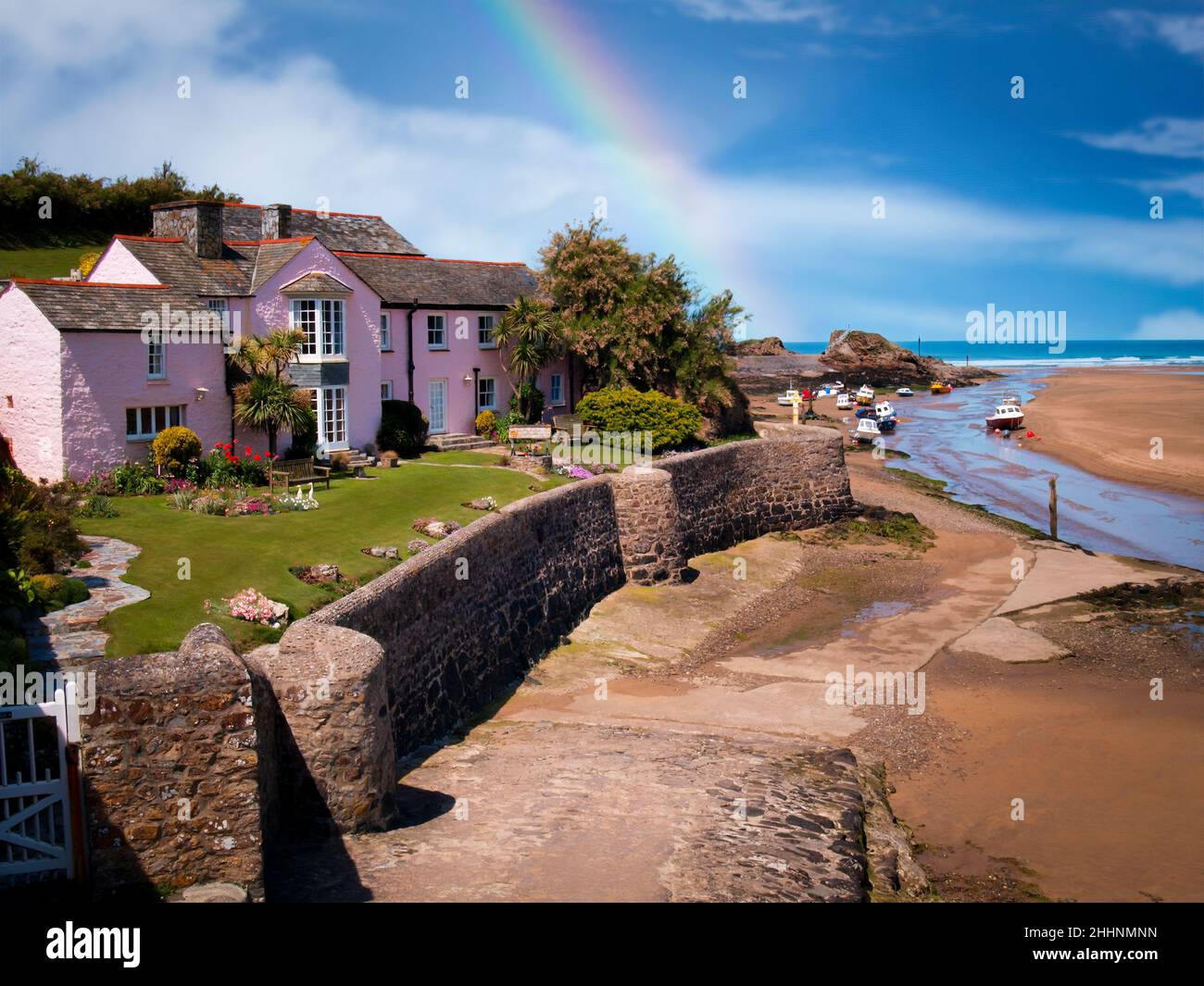 Efford Cottage and slipway, Bude, Cornwall Stock Photo - Alamy