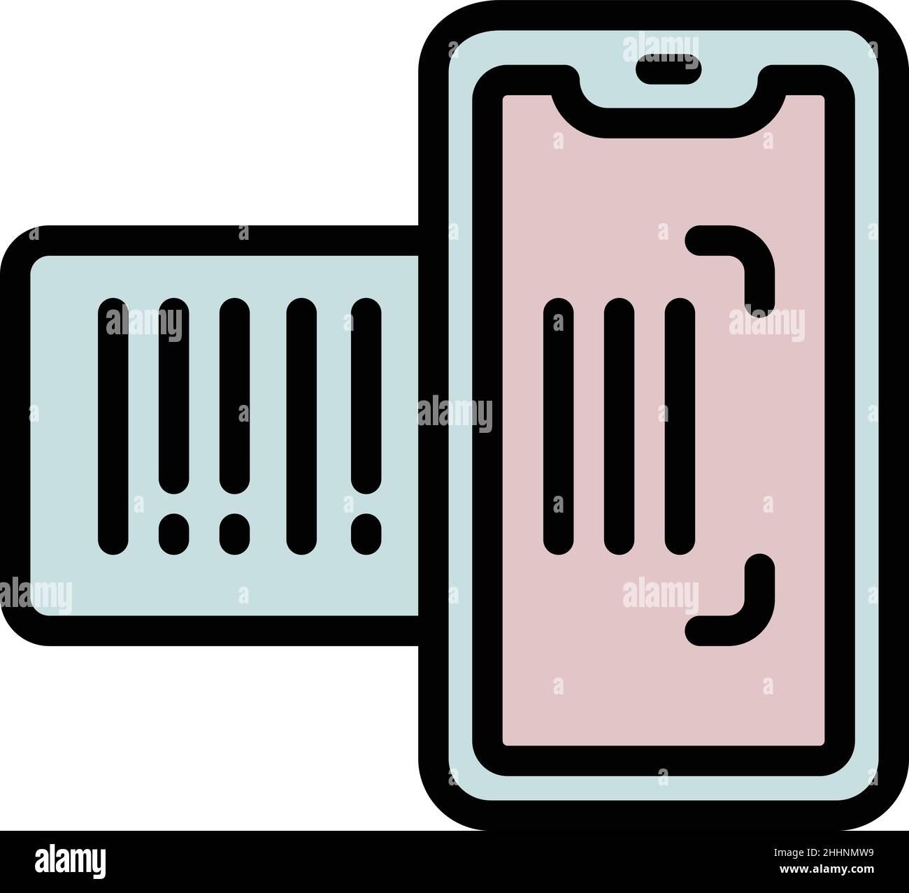 Phone scan qr code icon outline vector. Mobile smartphone. Hand scanner ...