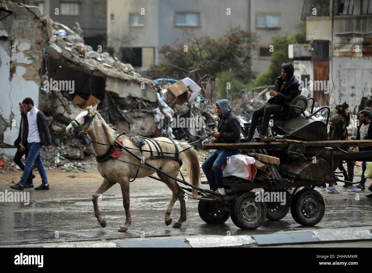 January 23, 2022, Gaza City, The Gaza Strip, Palestine: Heavy rain ...