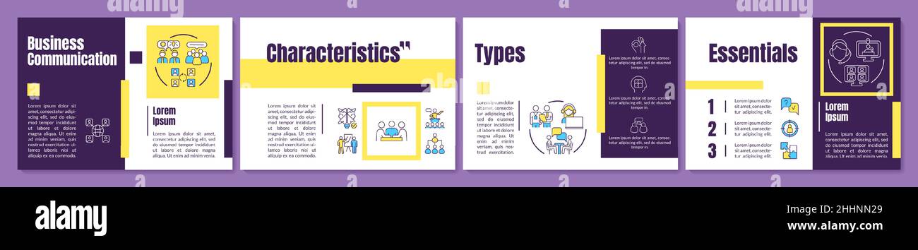 Effective business communication purple and yellow brochure template ...