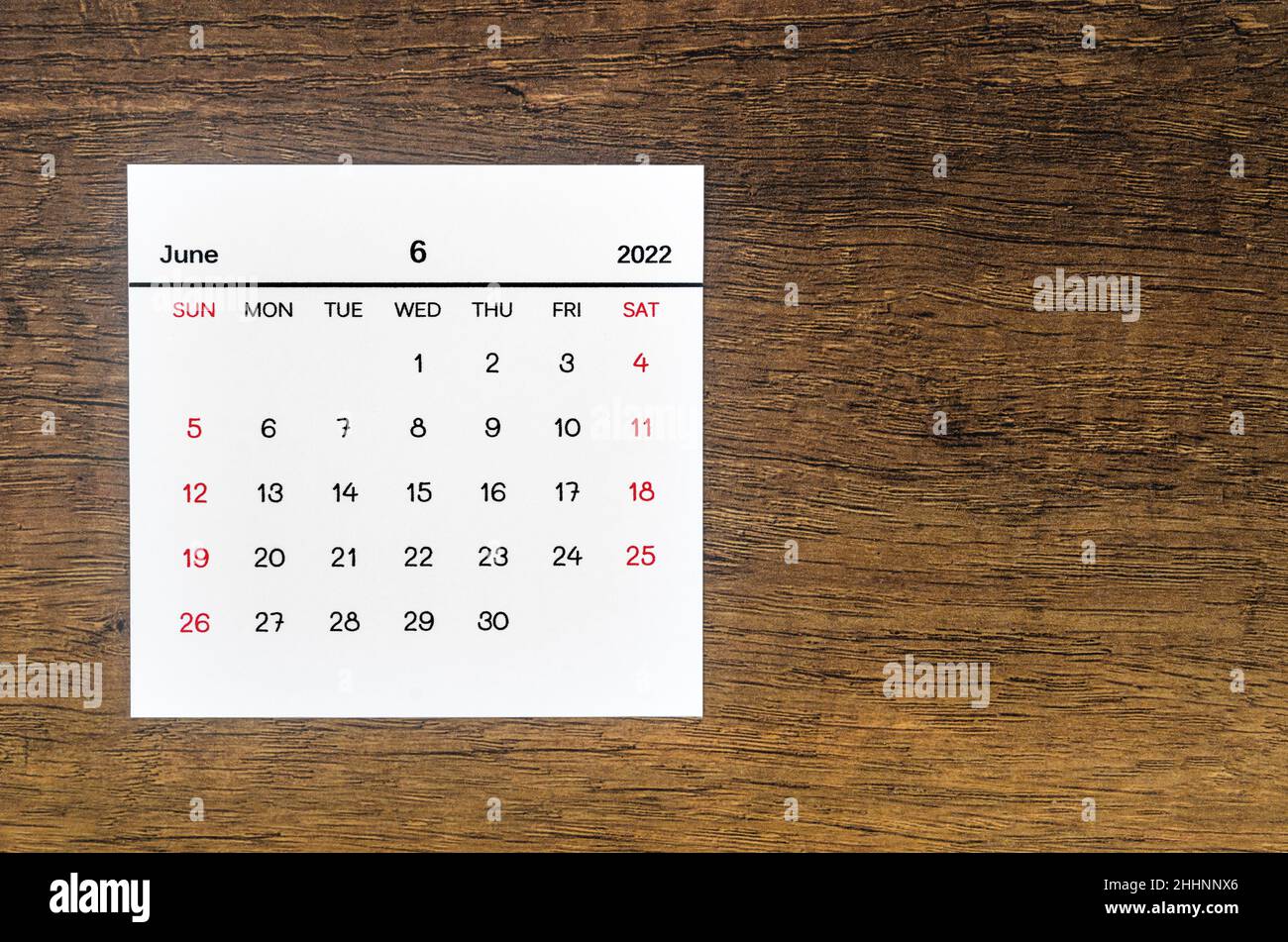 The June 2022 calendar on vintage wooden background Stock Photo - Alamy