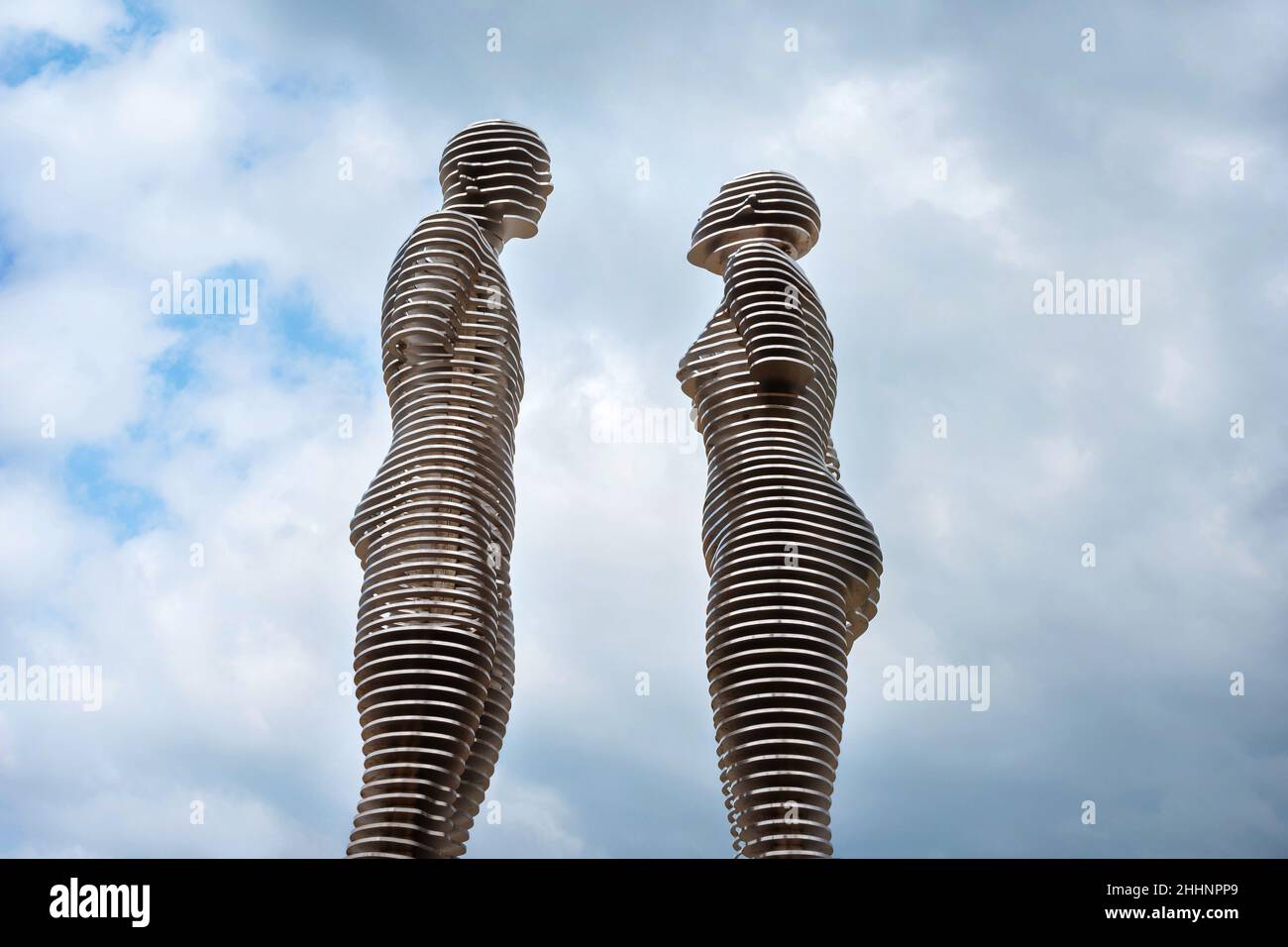 Batumi, Georgia - August 06, 2018: The statue of Ali and Nino on the ...