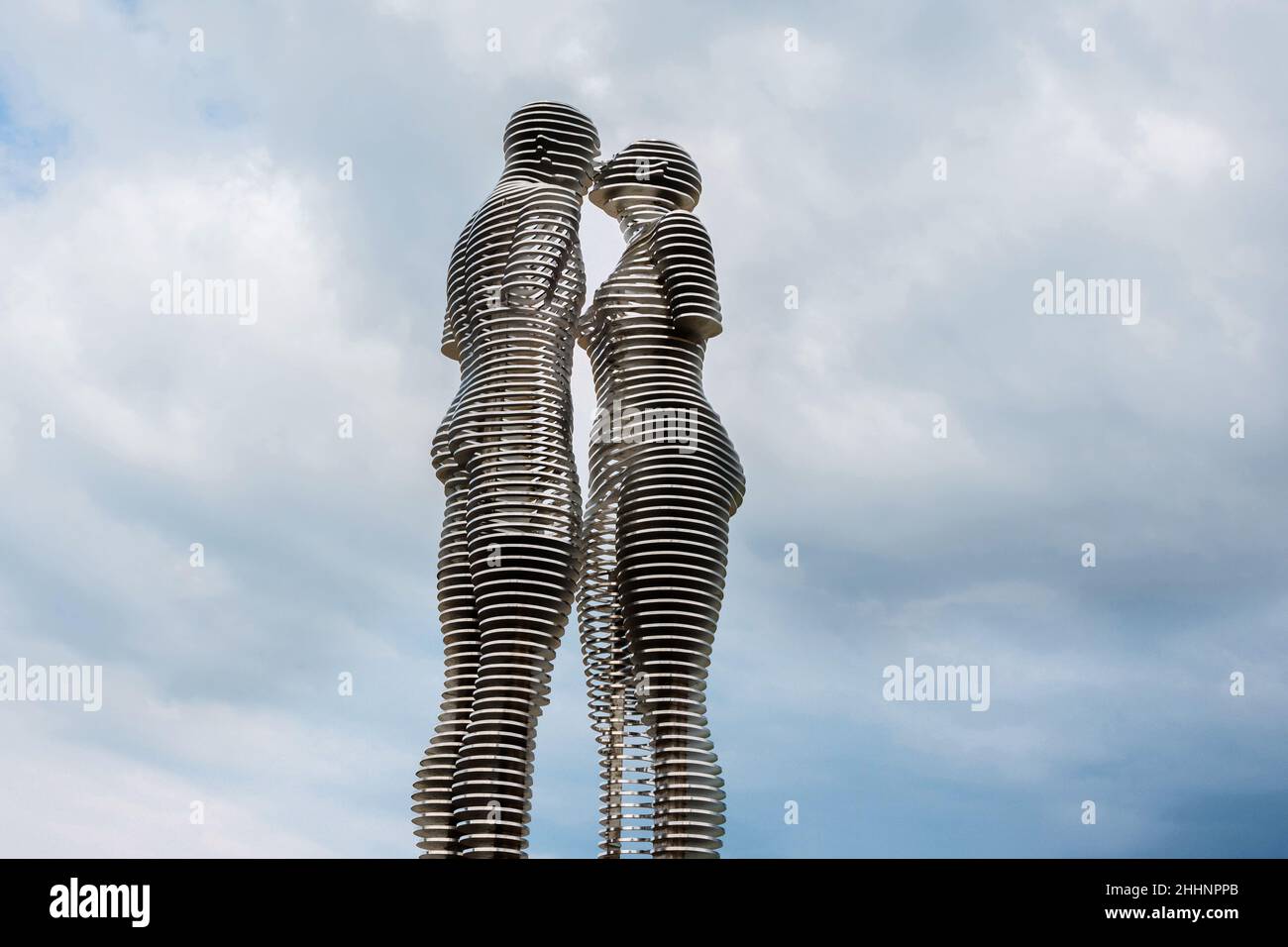 Batumi, Georgia - August 06, 2018: The statue of Ali and Nino on the ...