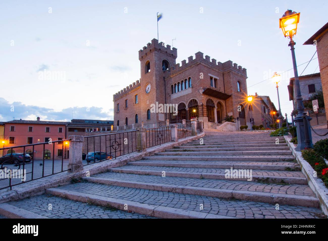 Town Hall and Civic Tower seen from Piazza del Castello, Mondolfo ...