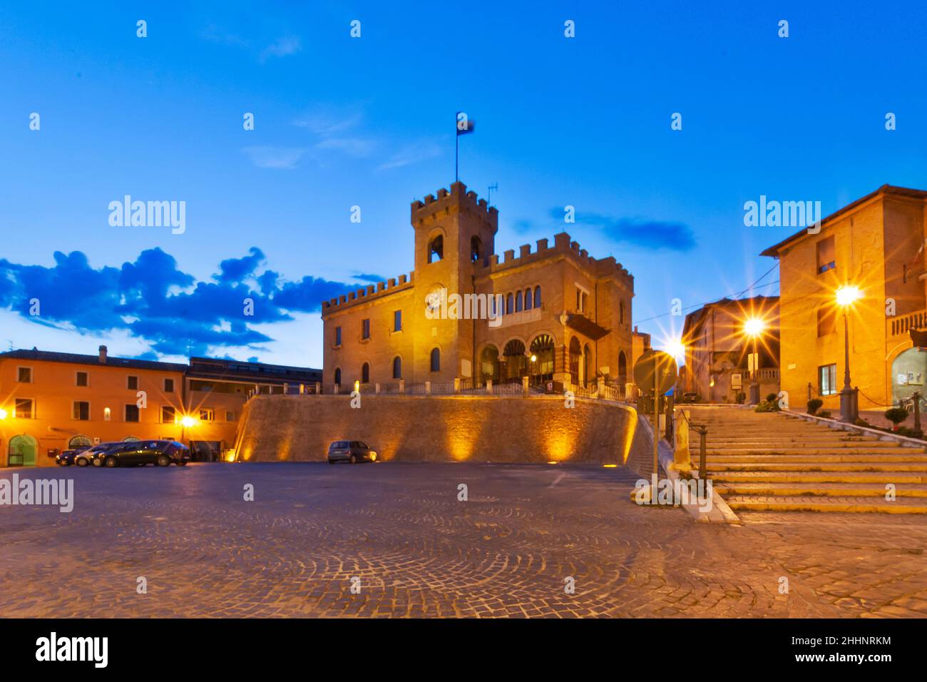 Town Hall and Civic Tower seen from Piazza del Castello, Mondolfo ...