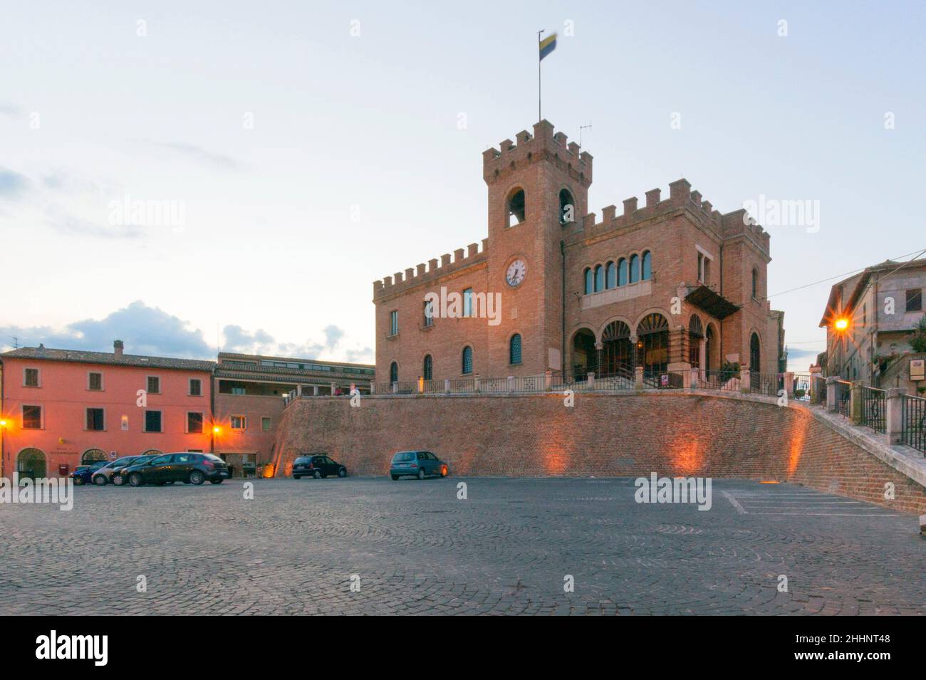 Town Hall and Civic Tower seen from Piazza del Castello, Mondolfo ...