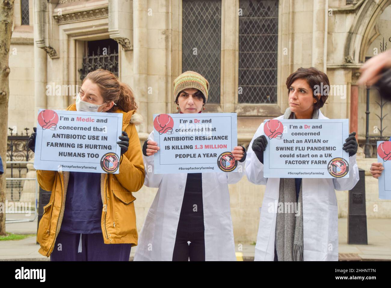 London, UK 25th January 2022. Animal rights activists gathered outside ...
