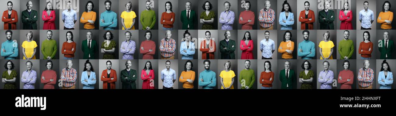Group of people in a collage Stock Photo - Alamy