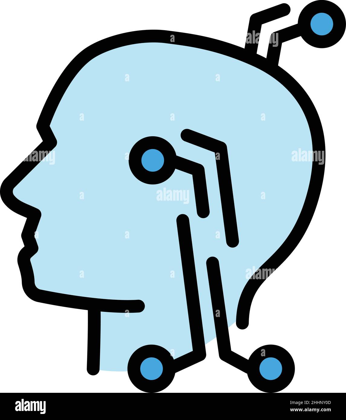 Ai smart brain icon outline vector. Network machine. Science computer ...