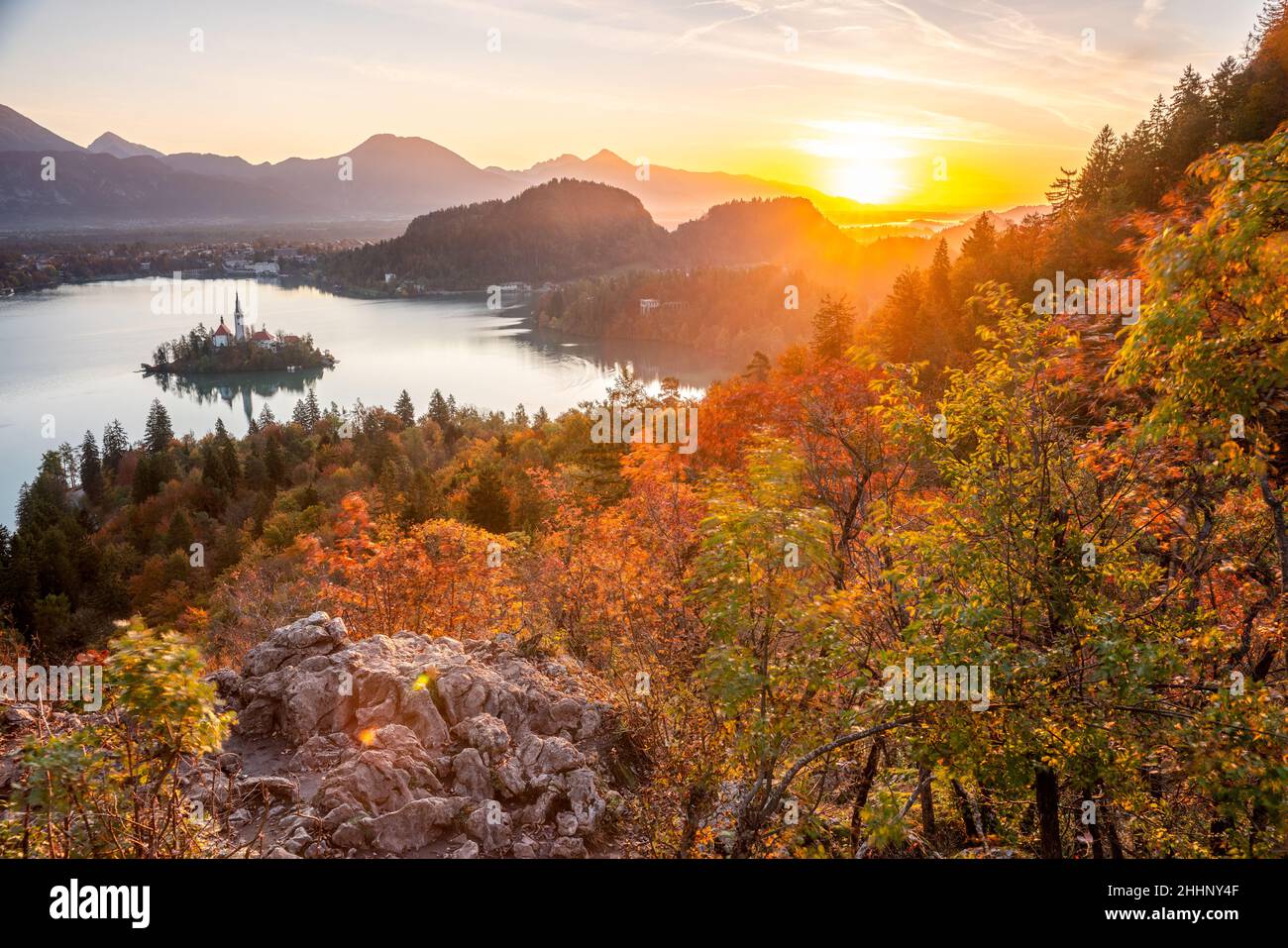 The silence of the ancient cities of Europe. Panoramic morning view of ...