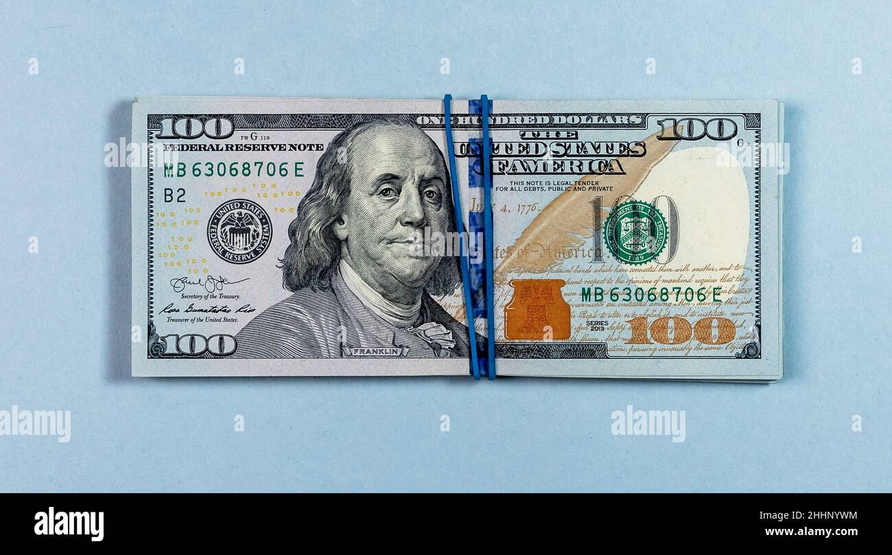 Dollar stack, top view. US paper banknote Stock Photo - Alamy
