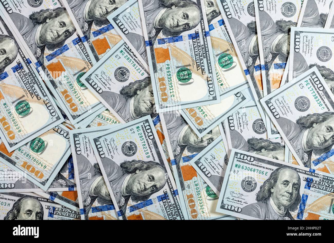 US dollar heap background. Top view of US cash pile Stock Photo - Alamy