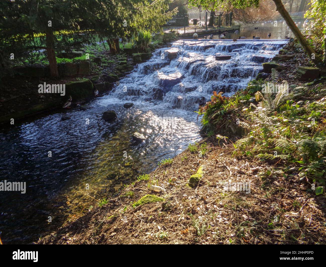 Grove Park Cascade on the River Wandle, London Borough of Sutton ...