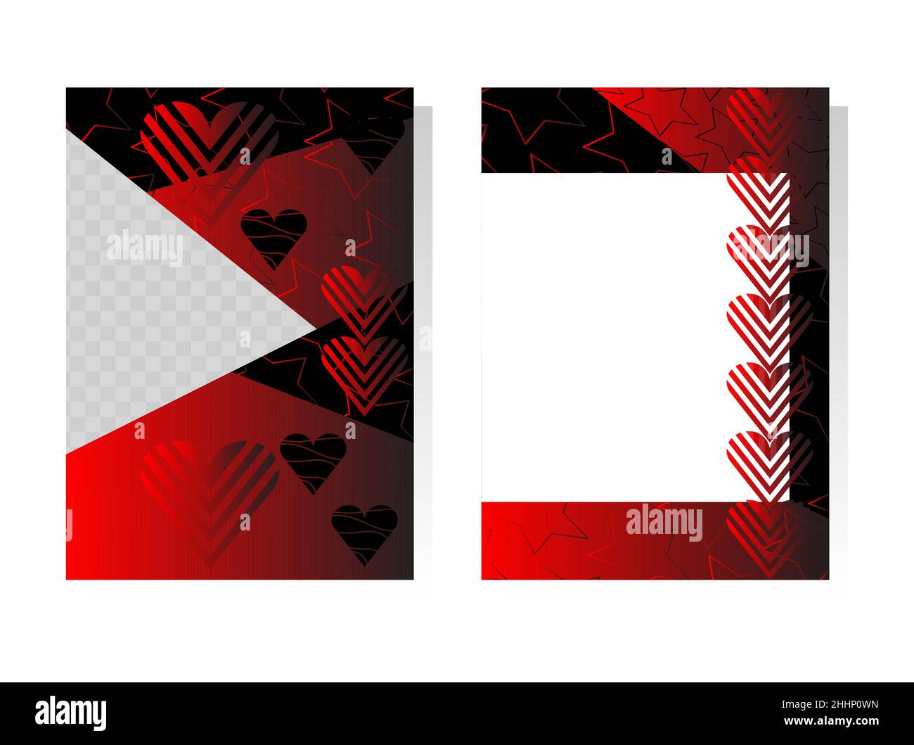 Red love presentations templates with hearts. Design with romantic ...