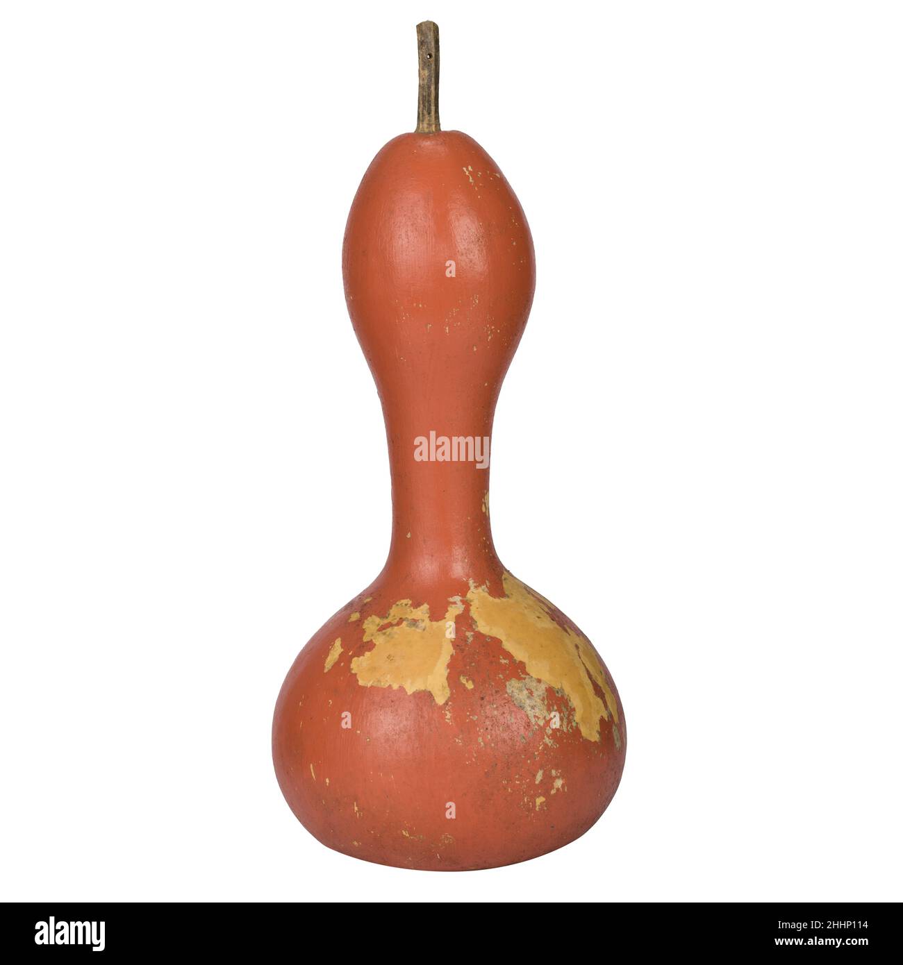 Painted orange calabashes on a white background. Bottle gourd or ...