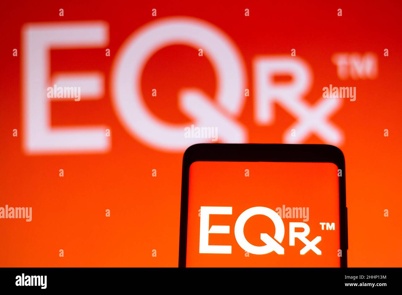 In this photo illustration, a EQRx logo seen displayed on a smartphone ...