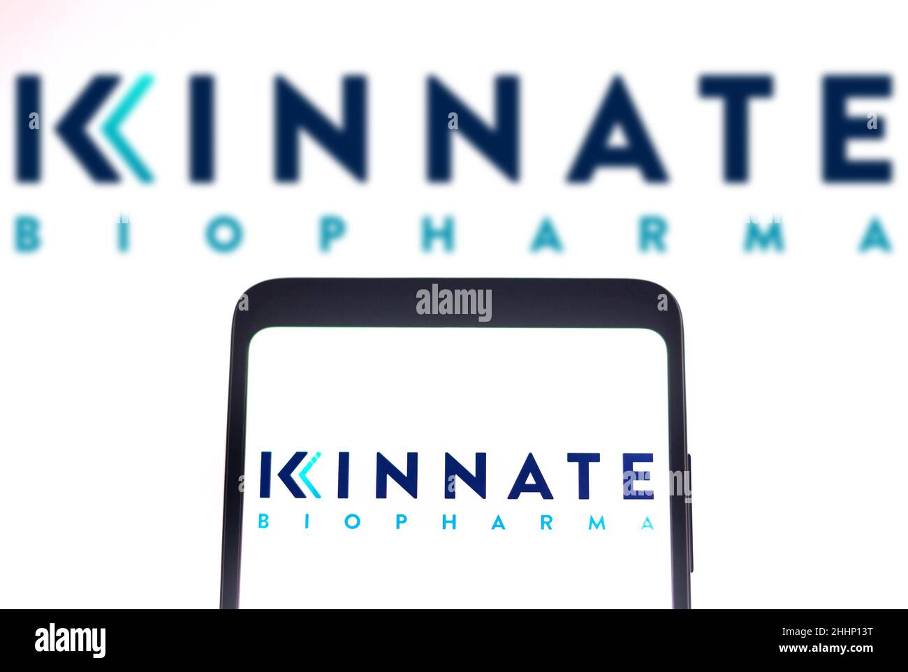 In this photo illustration, a Kinnate Biopharma logo seen displayed on ...