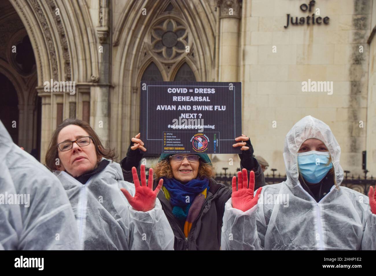 London, UK 25th January 2022. Animal rights activists gathered outside ...