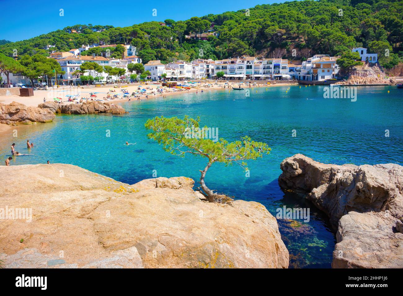 View of the Tamariu Beach, on the Costa Brava, Catalonia, Spain Stock ...
