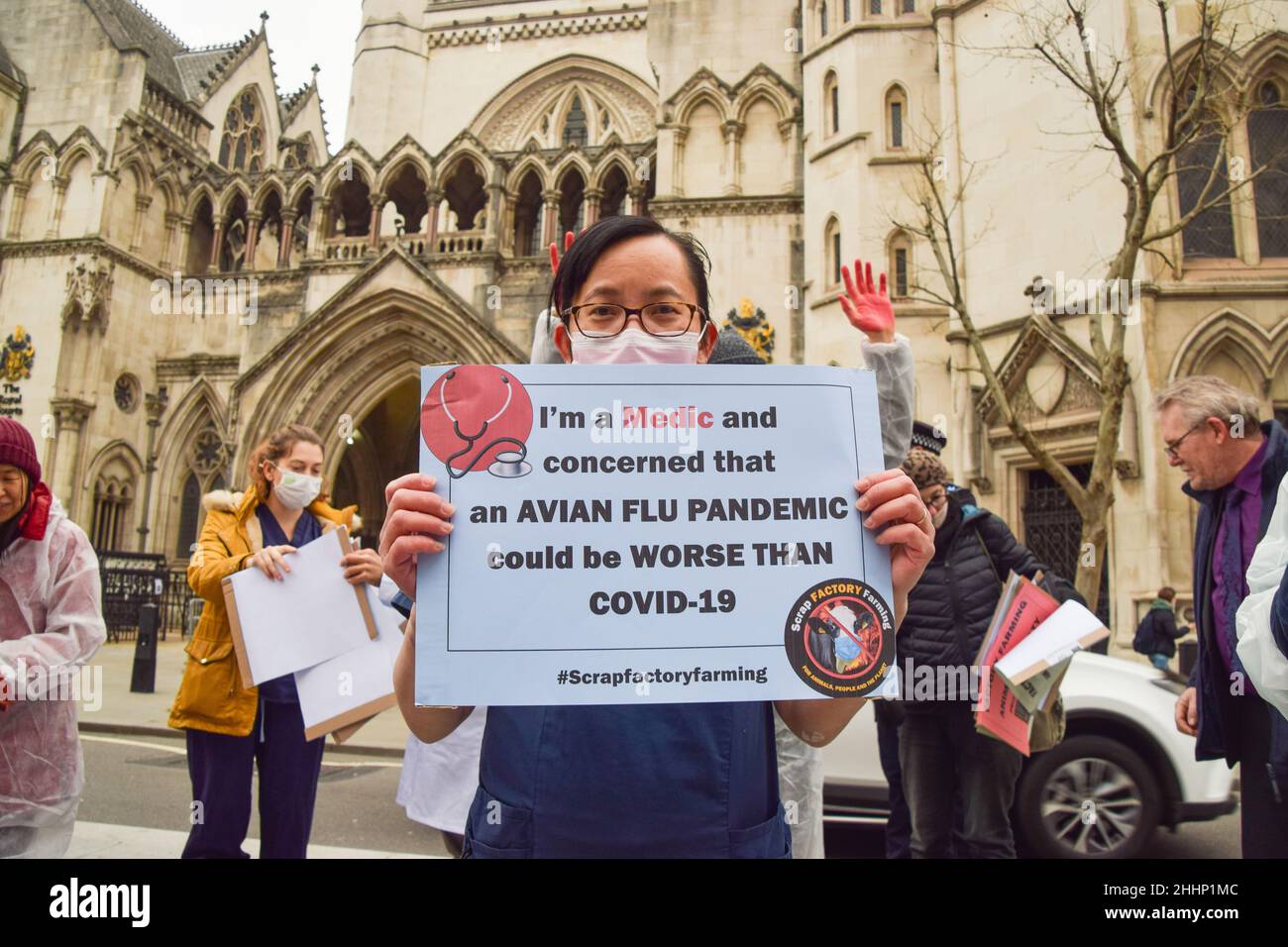 London, UK 25th January 2022. Animal rights activists gathered outside ...
