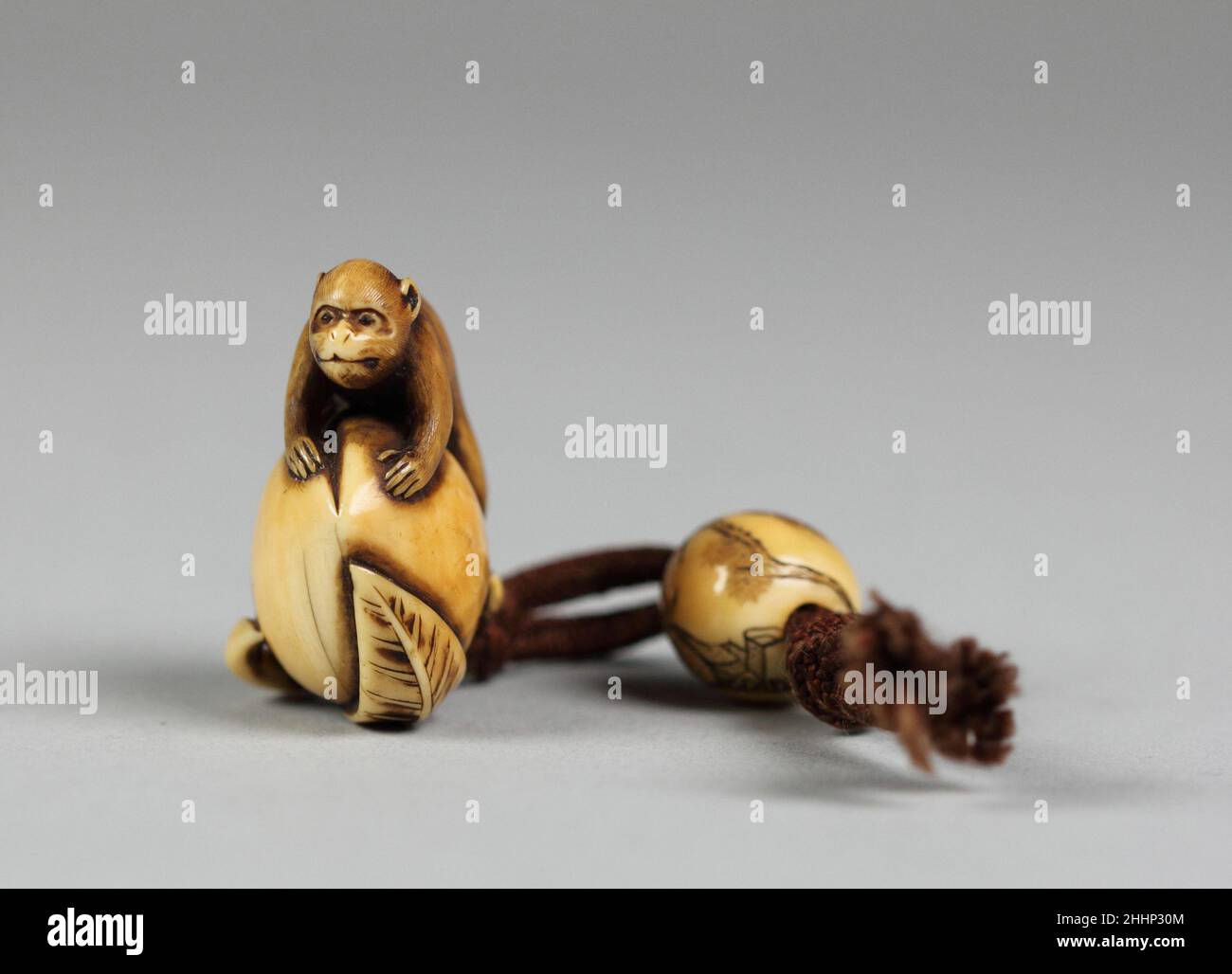 Netsuke of Monkey on Peach 18th century Japan. Netsuke of Monkey on ...