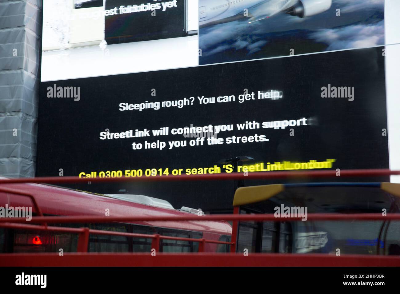 An advertisement of Streetlink is displayed on an electric advertising ...
