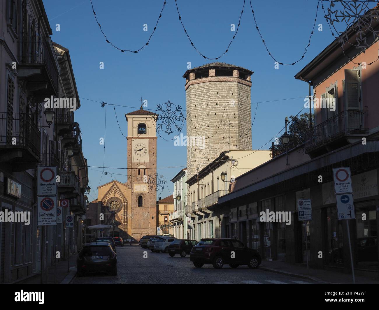 CHIVASSO, ITALY - CIRCA DECEMBER 2021: Duomo church and Torre ...