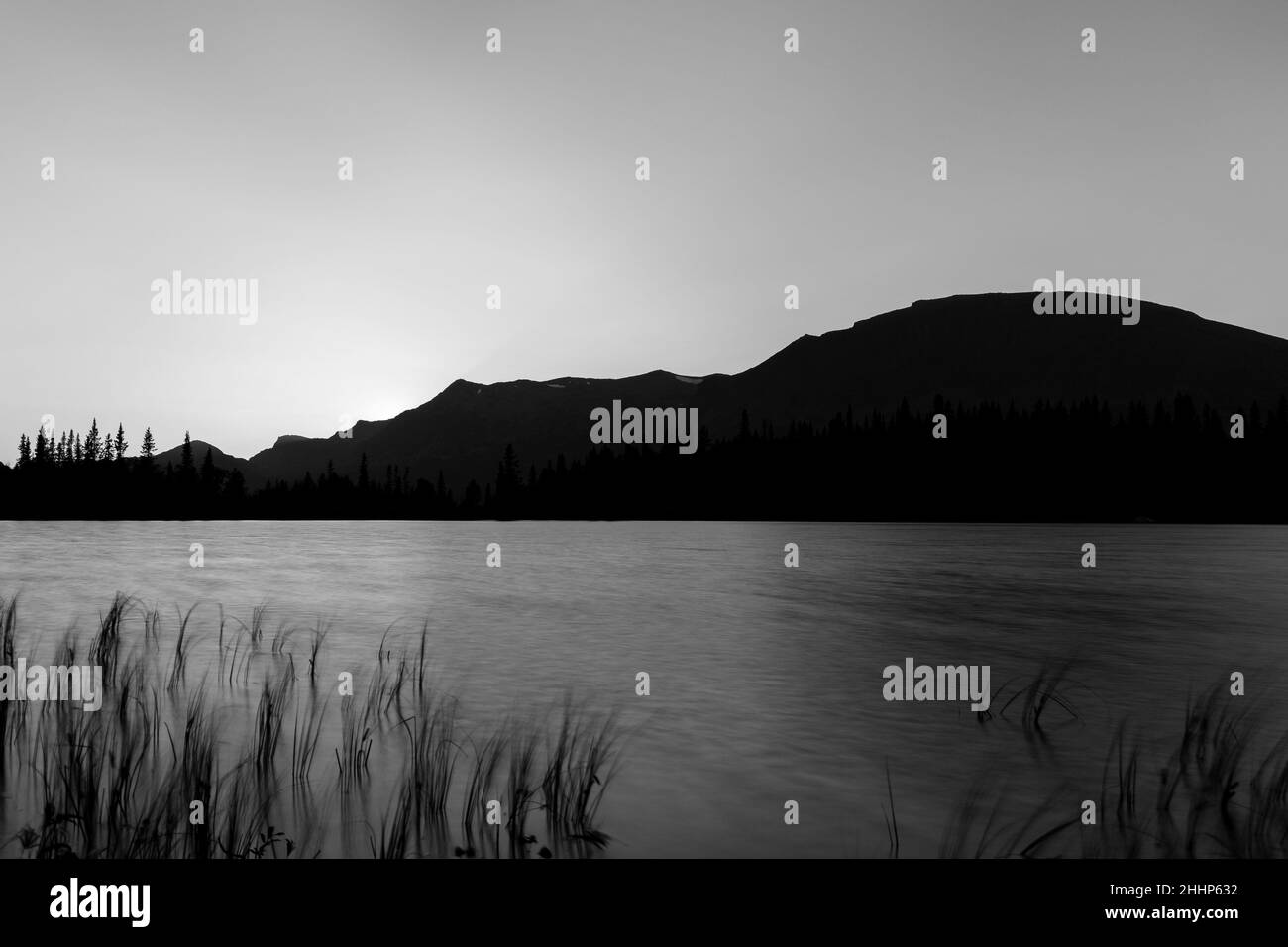 Road mountain and lake landscape Black and White Stock Photos & Images ...