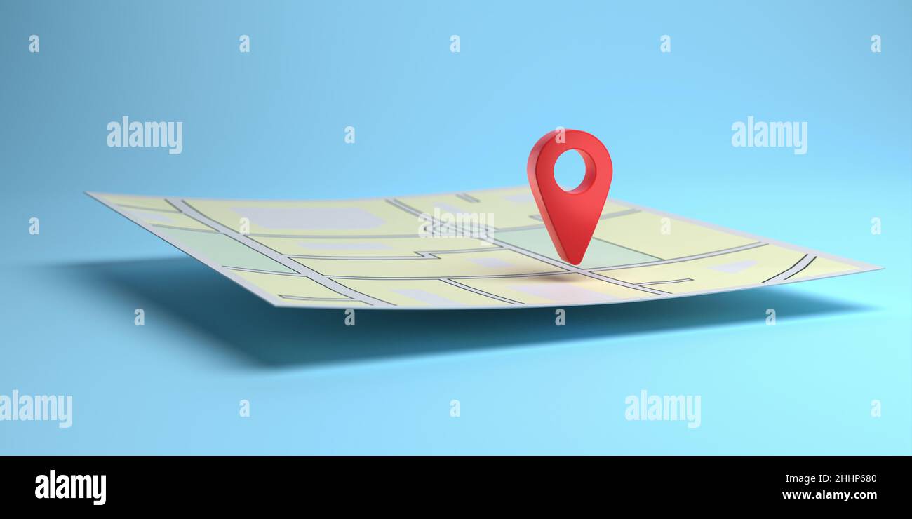 A navigation marker pin on a map. Navigation concept Stock Photo - Alamy