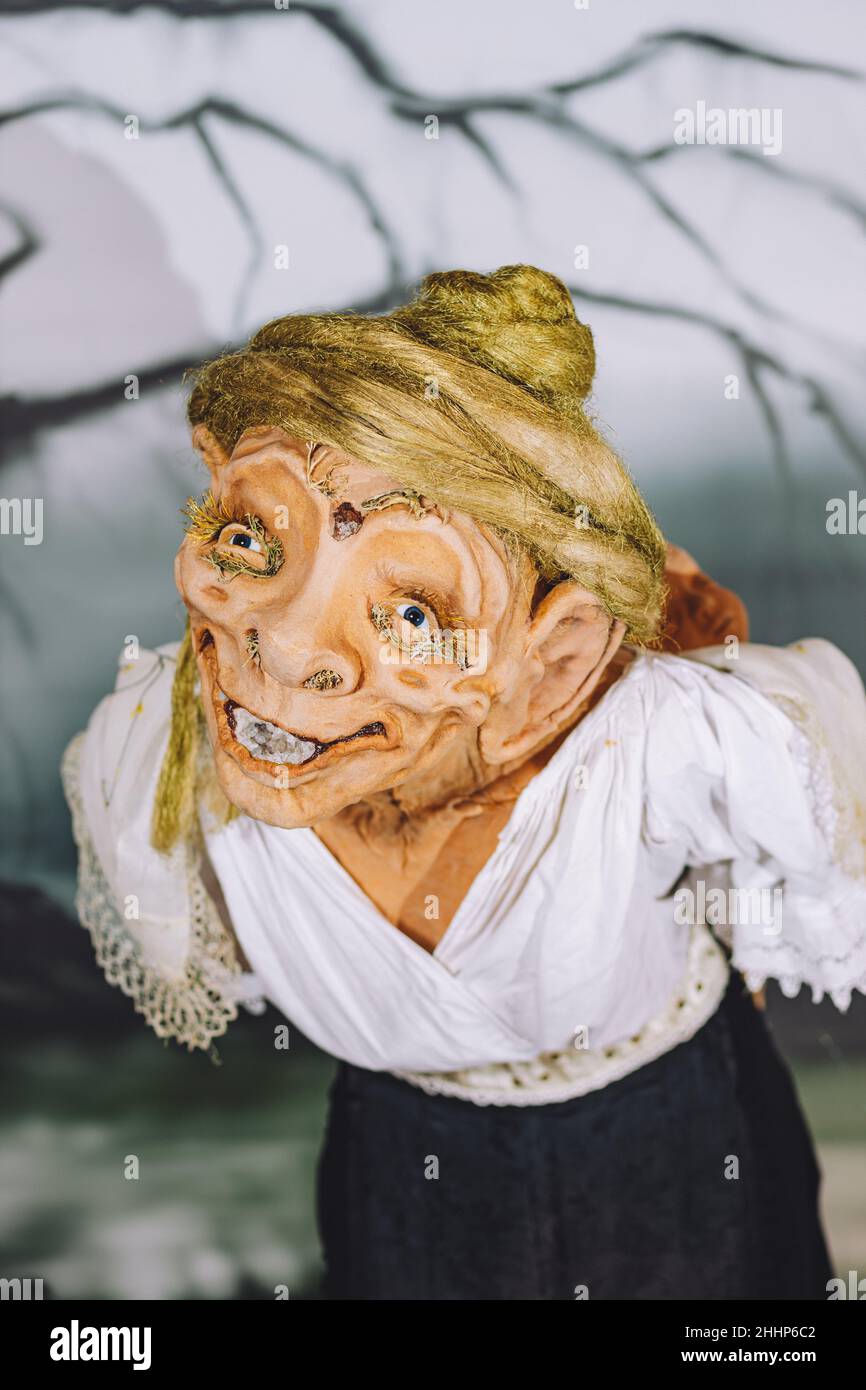 Vertical closeup of a modeled old with that stole children from old ...