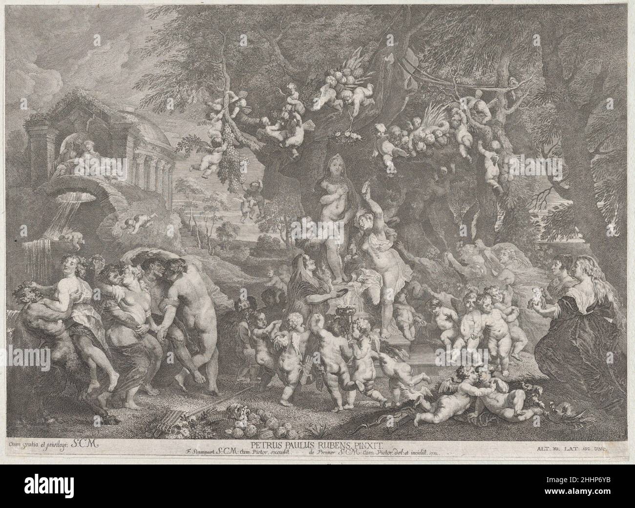 The Feast of Venus, with groups of satyrs, nymphs, and putti dancing ...
