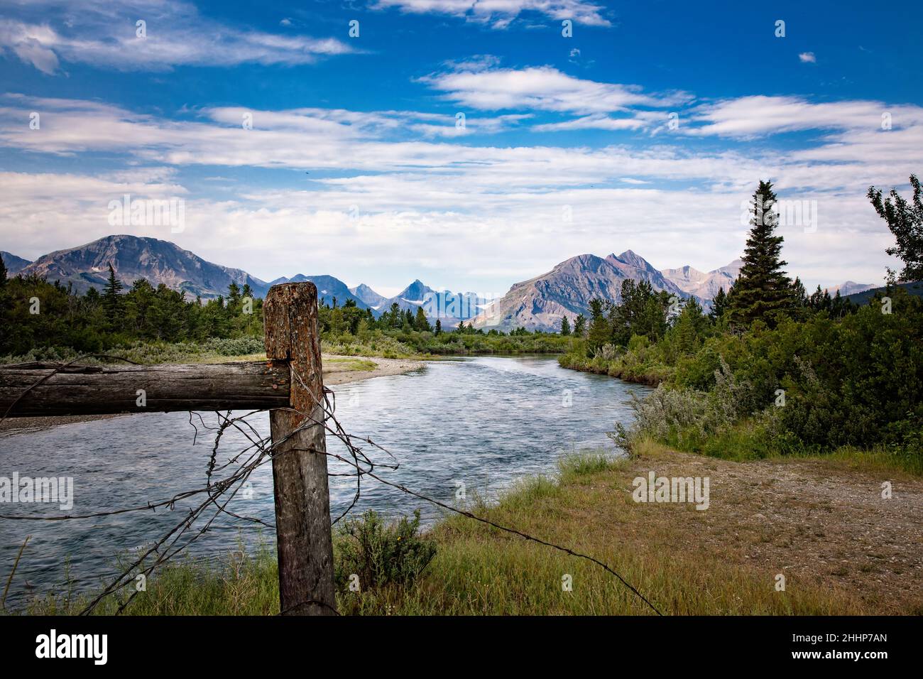 Panoramic view over mountain ranges of the Rockies in the Glacier ...
