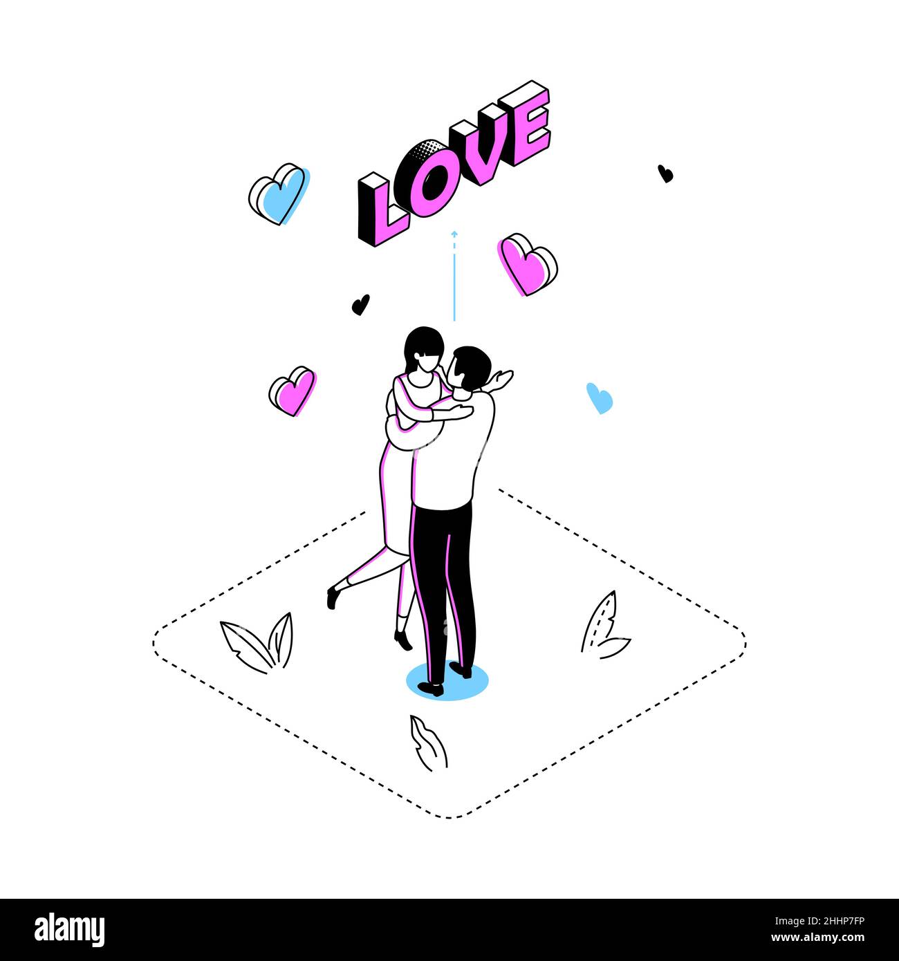 Love concepts - modern line isometry design style illustration ...