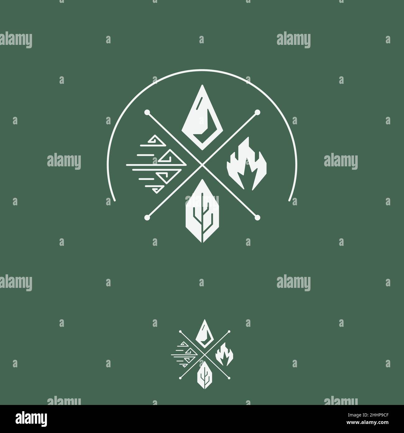Four elements of nature mono line style. Vector illustration EPS.8 EPS ...