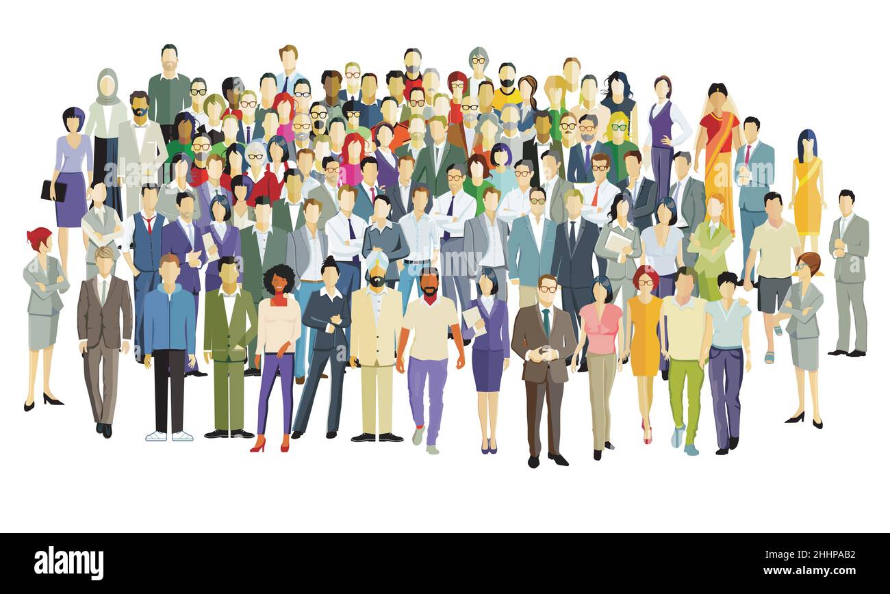 a large group of people together, isolated on white background ...