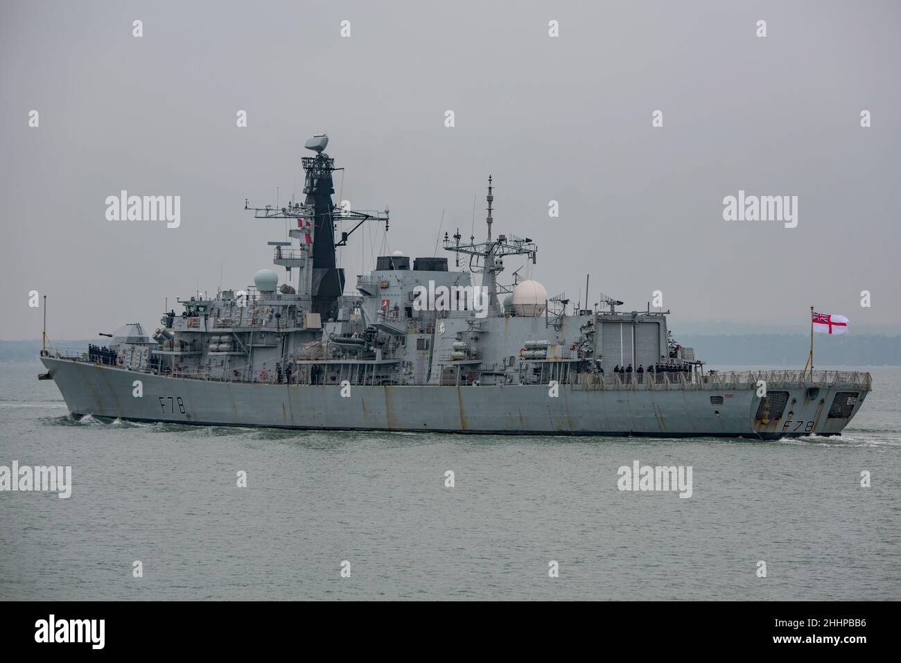 The Royal Navy warship HMS Kent (F78) sailed from Portsmouth, UK on 24 ...
