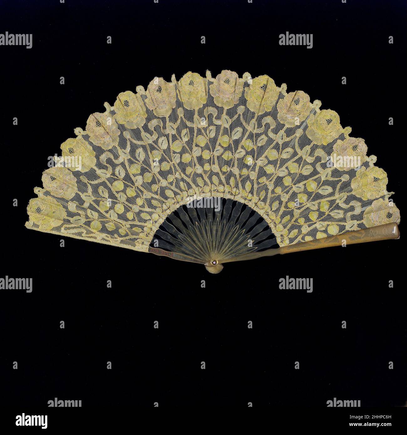 Fan ca. 1898 French. Fan. French. ca. 1898. cotton, plastic Stock Photo ...