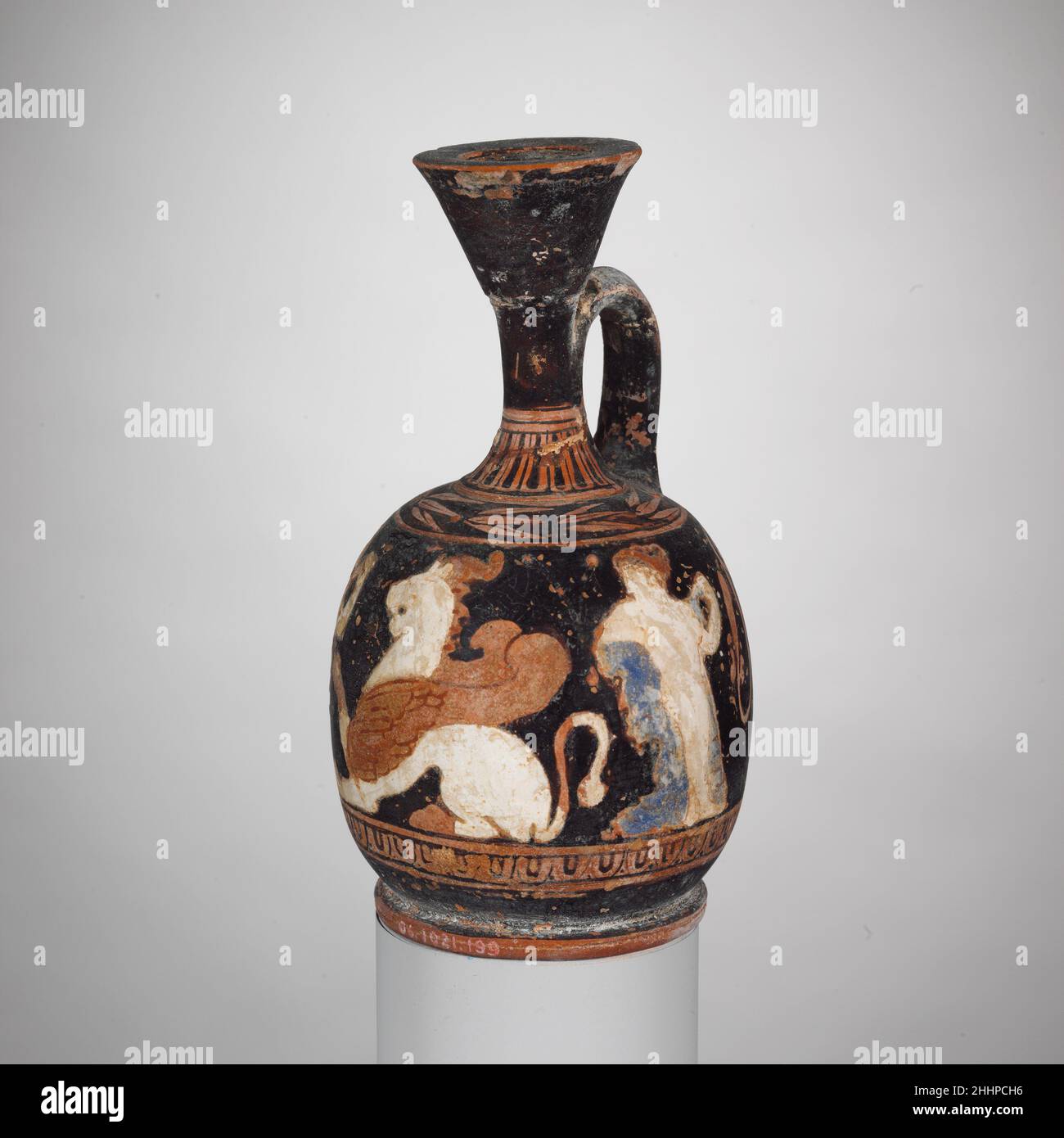 Terracotta squat lekythos (oil jar) early 4th century B.C. Greek, Attic ...