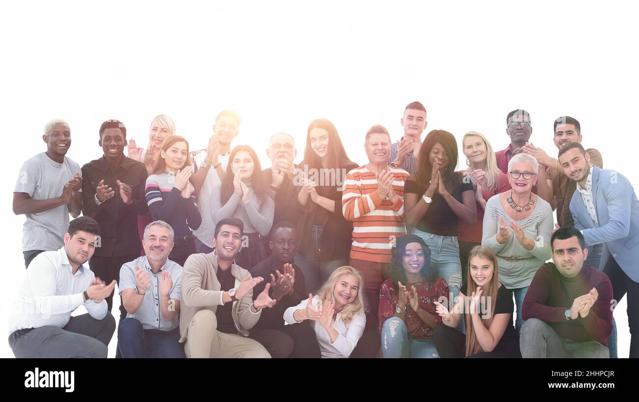 large international group of happy people applauding together Stock ...