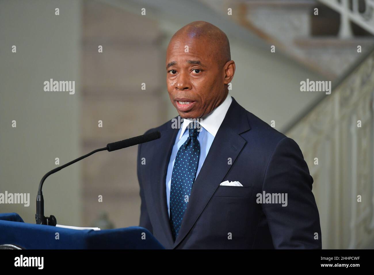 New York City Mayor Eric Adams holds a press conference announcing a ...