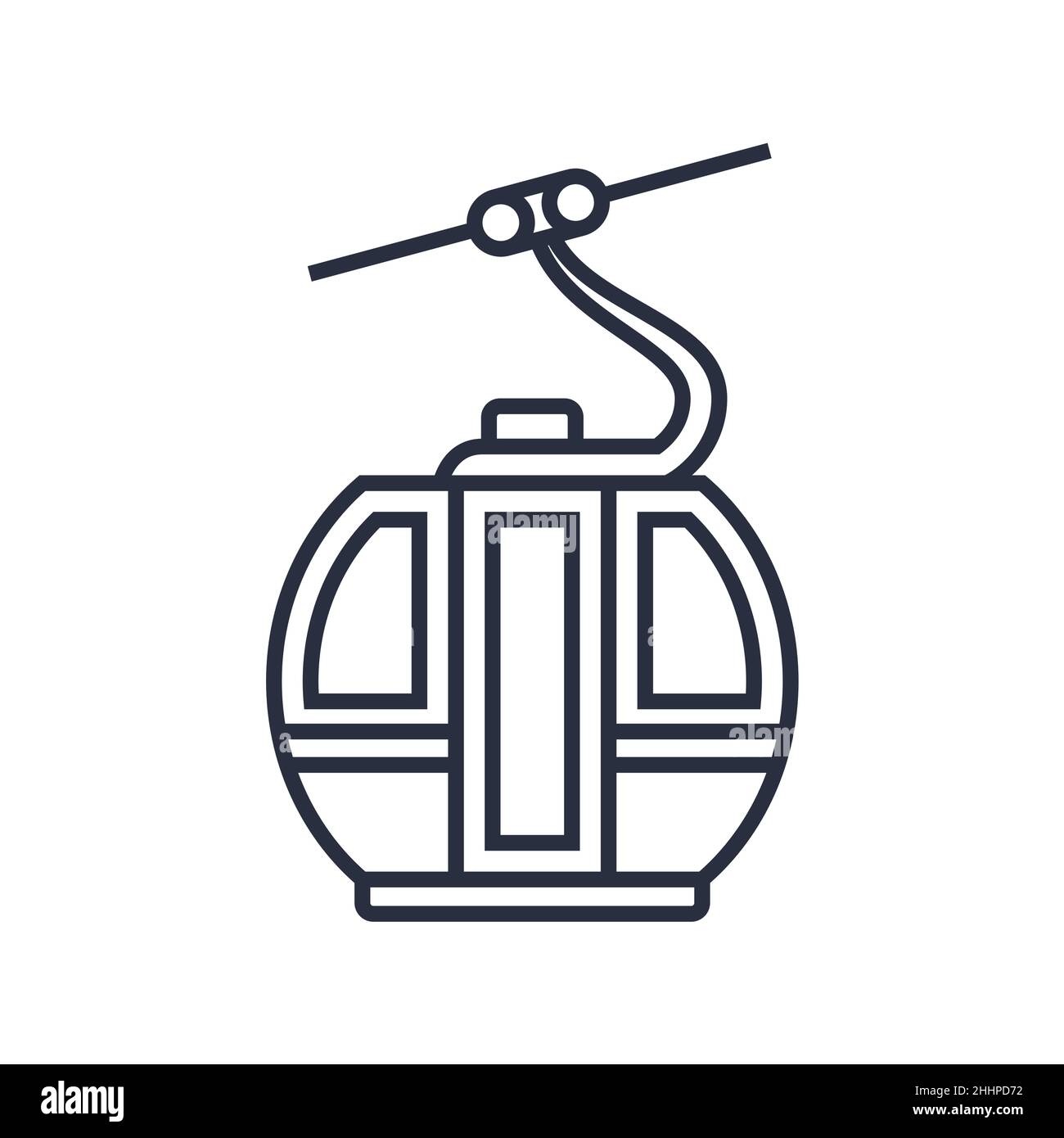 Ski resort cabin icon, modern mountain cableway simple sign, peak ...