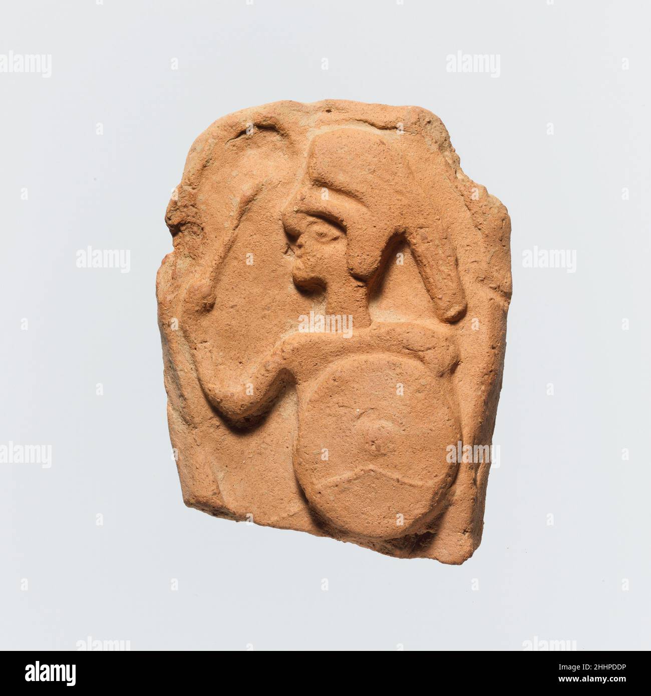 Fragment of a terracotta plaque 7th century B.C. Greek, Cretan Warrior ...