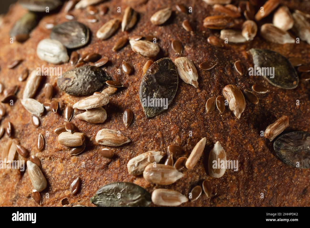 Close-up surface of homemade whole grain bread, food background ...