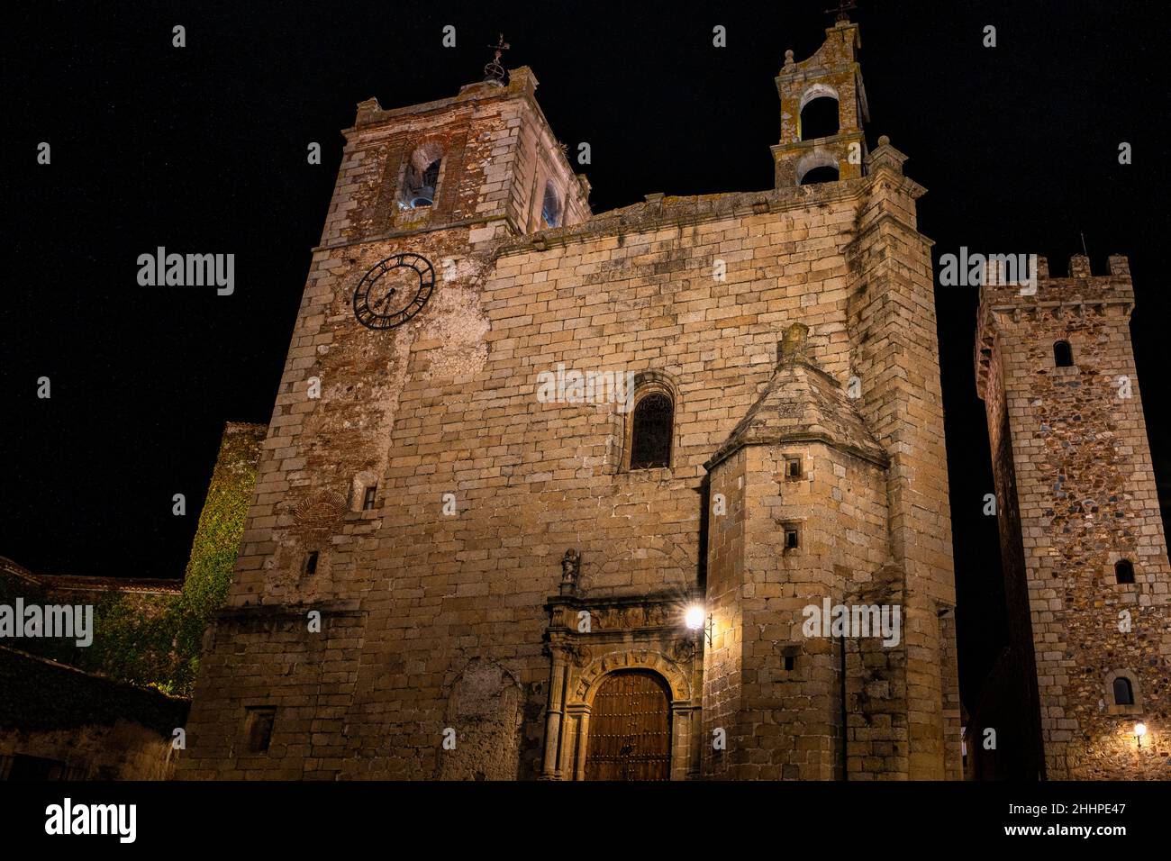 Saint Matthew Church, Iglesia de San Mateo in Caceres at night, World ...