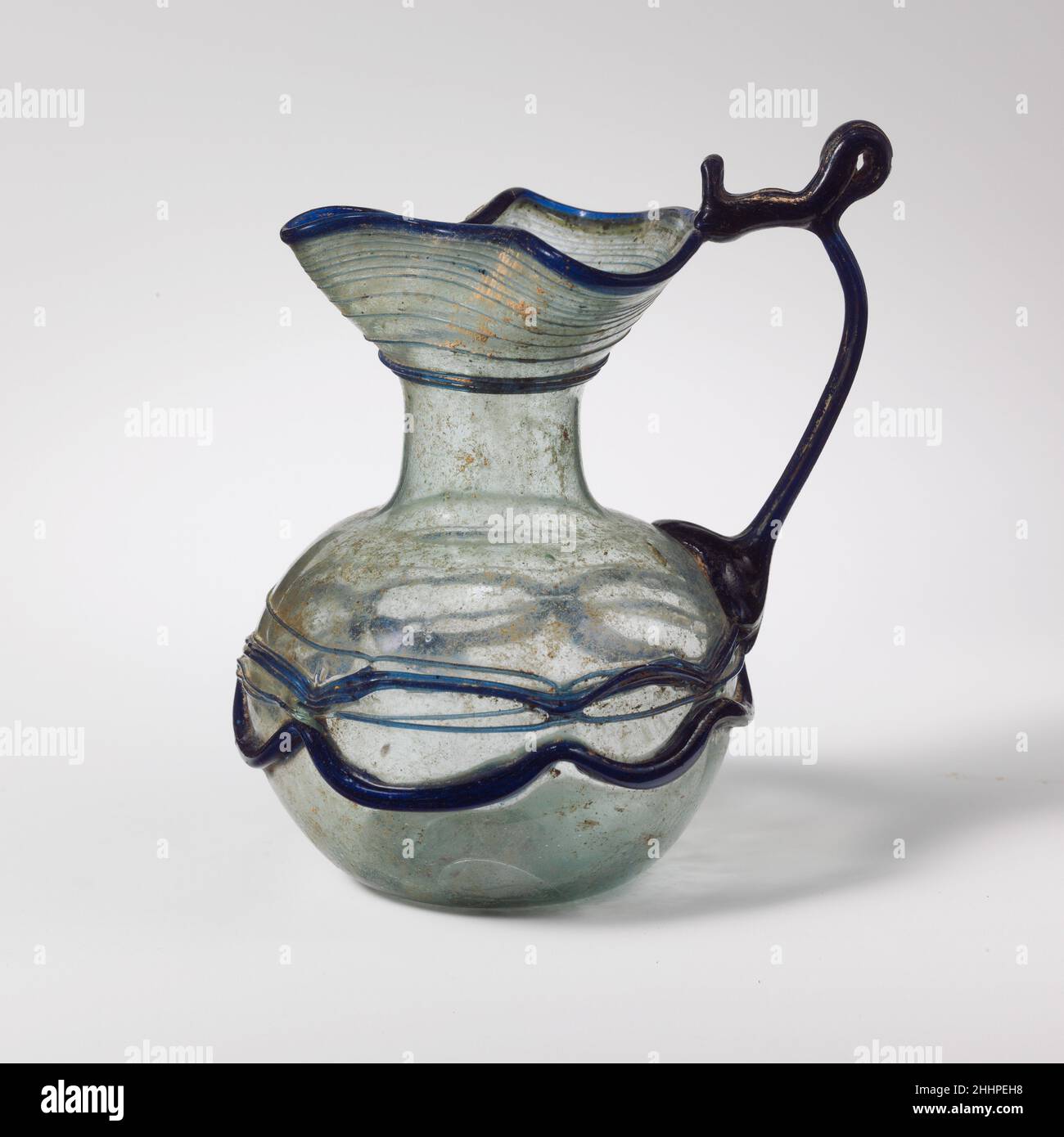 Glass jug with trefoil rim 5th–6th century A.D. or later Roman, Syrian ...